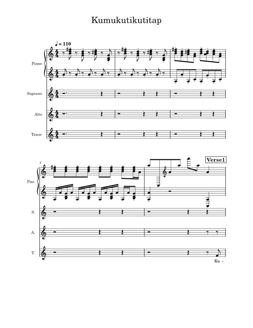 Kumukutikutitap MESA Alto Sheet Music for Piano, Vocals (Solo ...