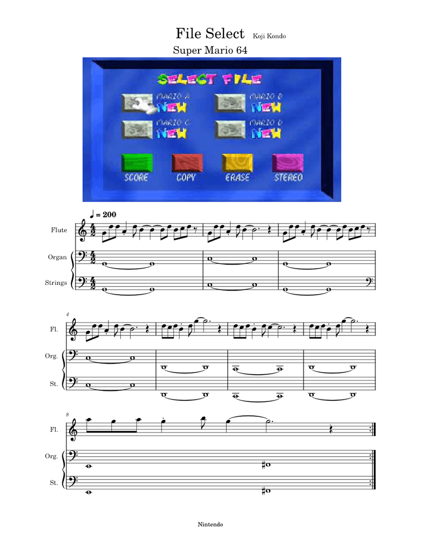 File select - super mario 64 – Koji Kondo File Select Sheet music for ...