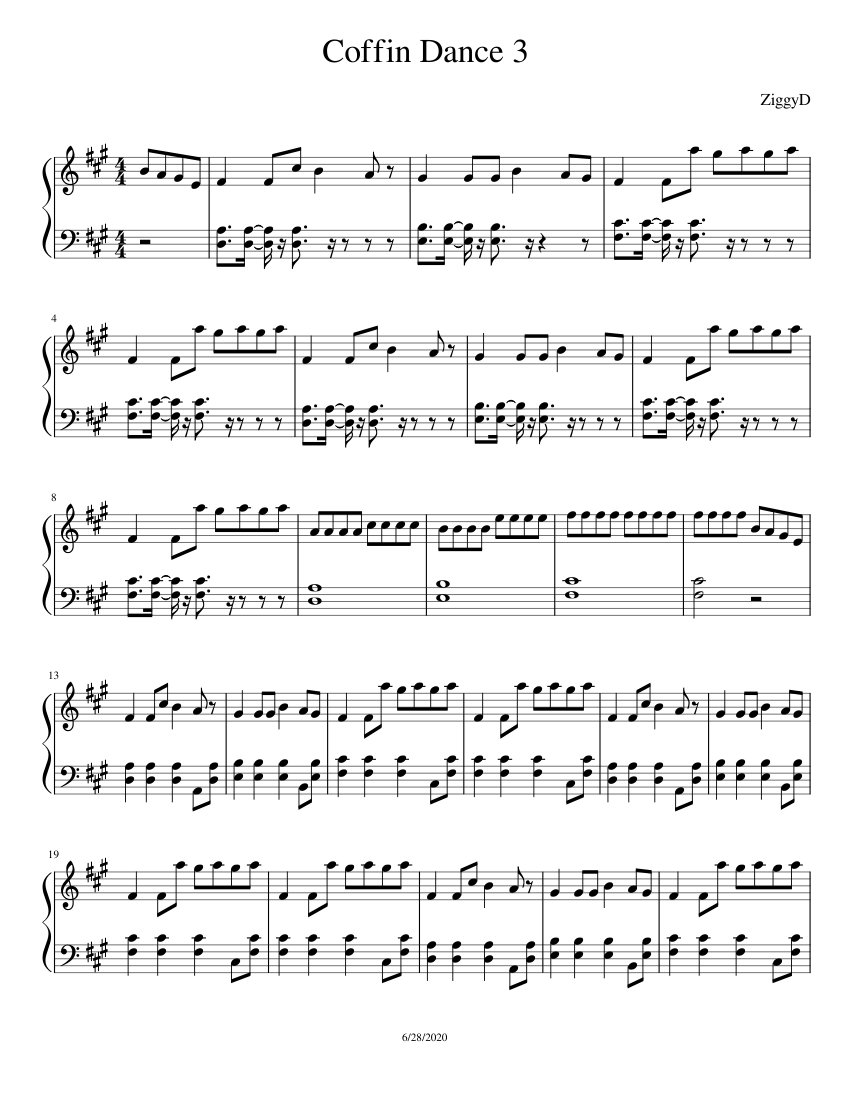 Coffin Dance 2 Sheet music for Piano (Solo) Easy | Musescore.com