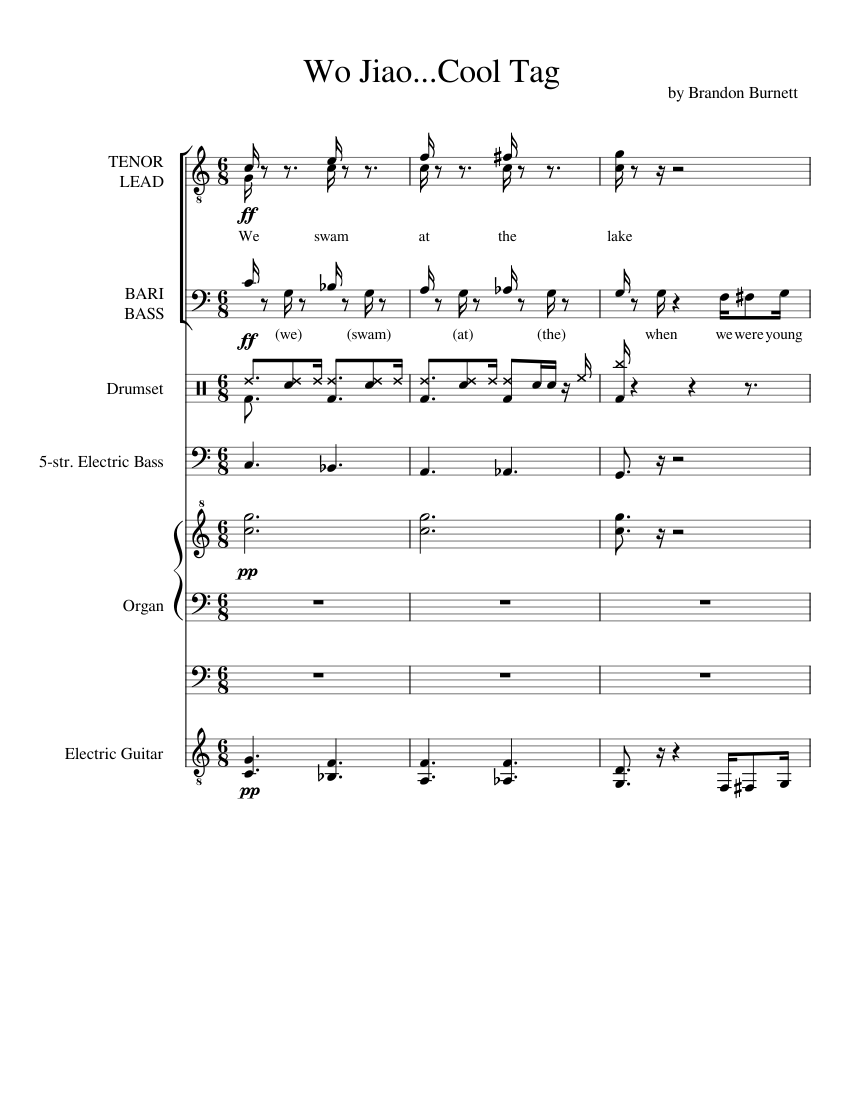 Wo Jiao (Full Band) Sheet music for Tenor, Bass voice, Organ, Guitar ...