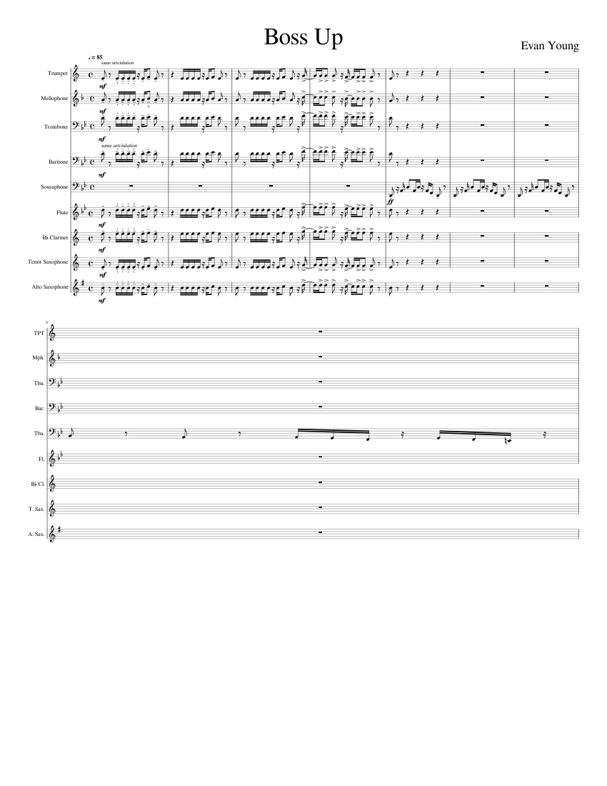 Boss Up Sheet music for Trombone, Tuba, Flute, Clarinet in b-flat ...