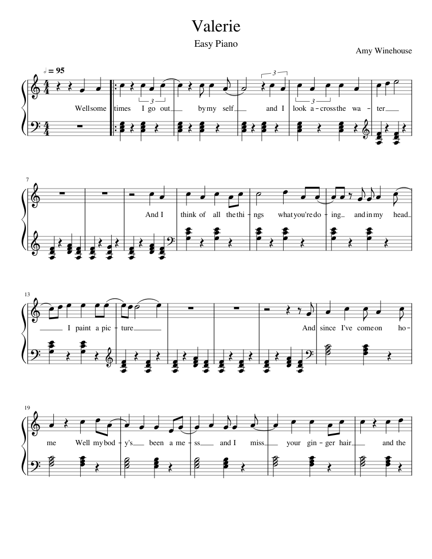 Valerie Sheet Music for Piano (Solo) easy | MuseScore.com