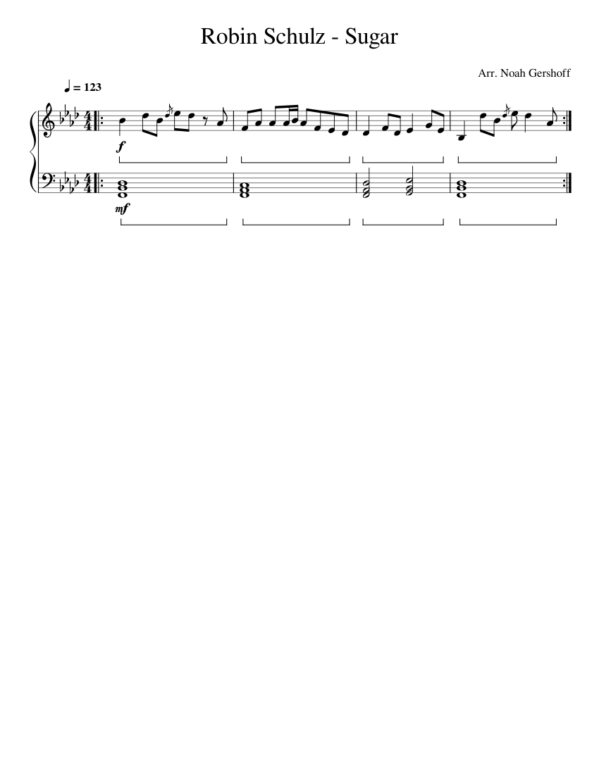 Robin Schulz - Sugar Sheet music for Piano (Solo) Easy | Musescore.com