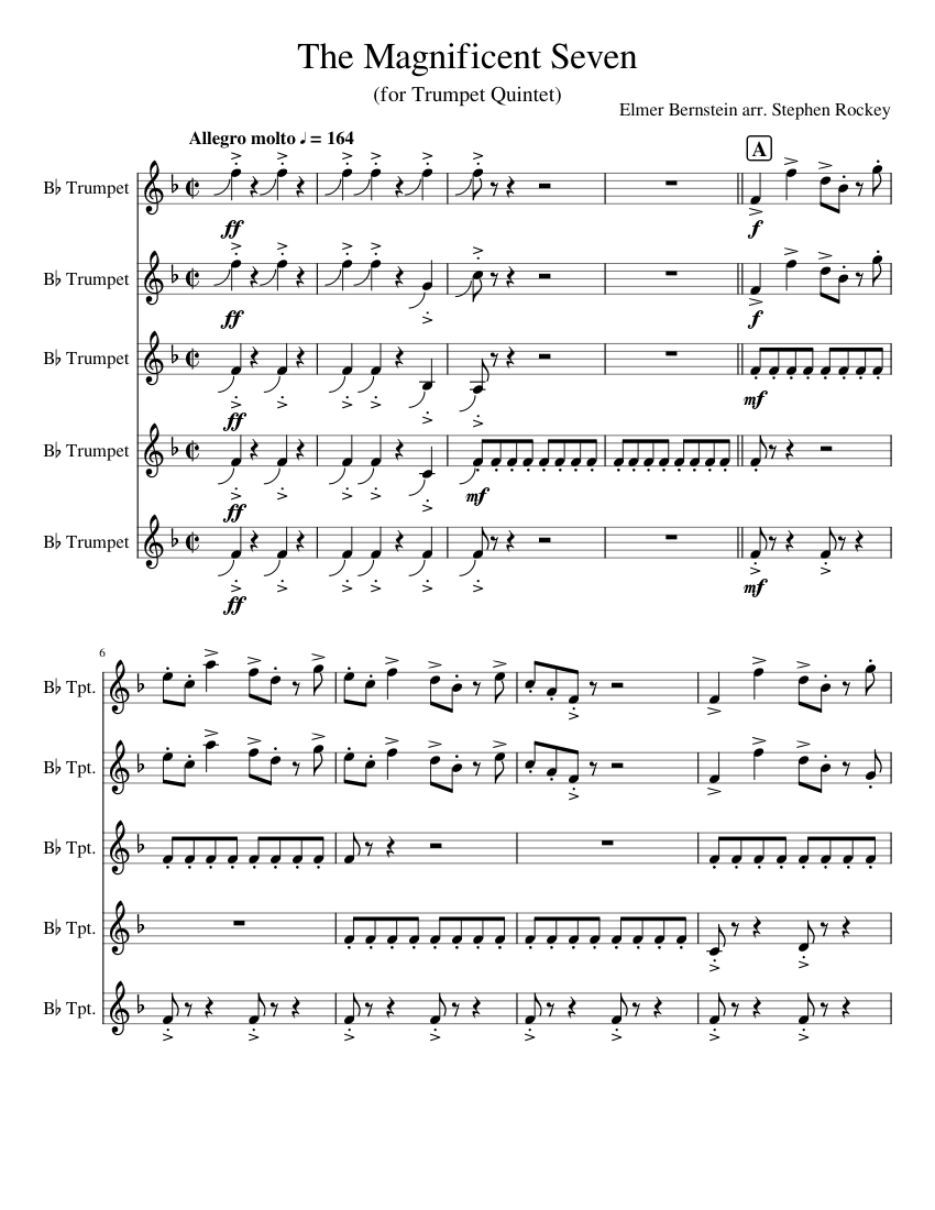 The Magnificent Seven (for Trumpet Quintet) Sheet Music for Trumpet in ...