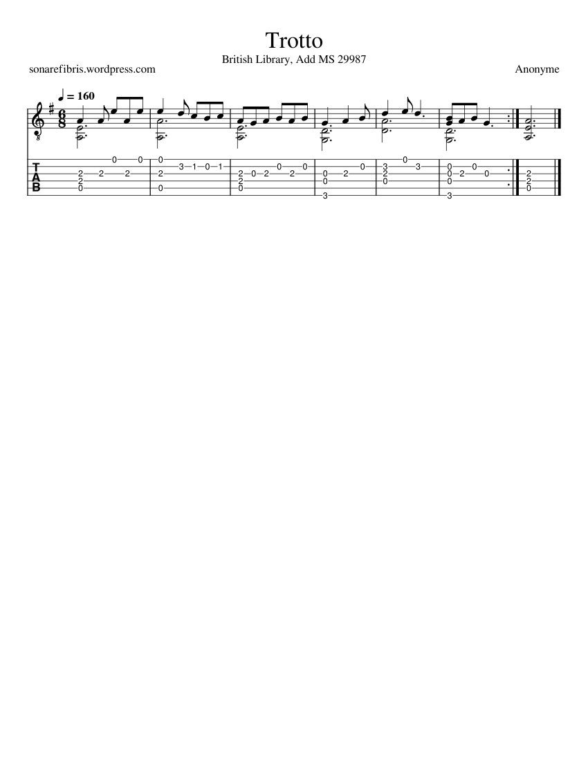 Trotto Sheet Music and Tab for Guitar (Solo) | MuseScore.com