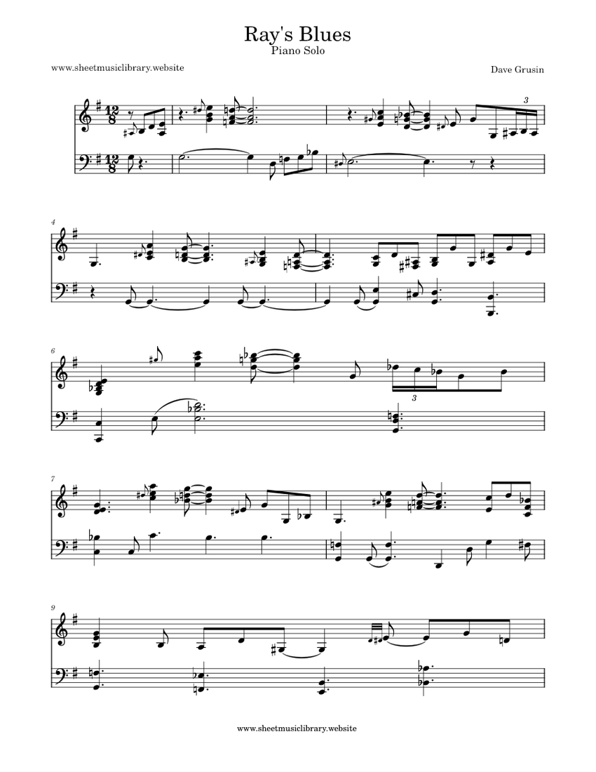 Dave Grusin - Ray's Blues from The Firm Jazz arr. sheet music - piano tutorial