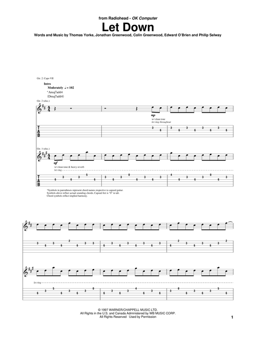 ok computer guitar tab