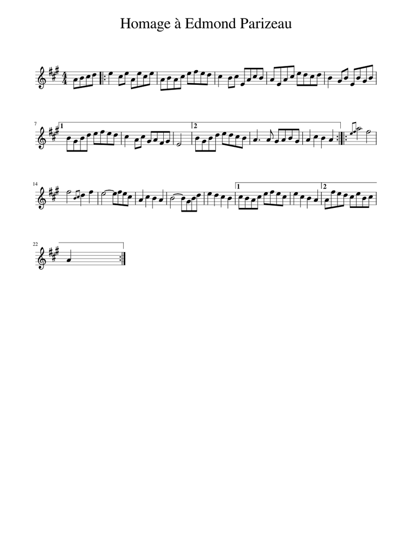 Homage à Edmond Parizeau Sheet music for Piano (Solo) Easy | Musescore.com