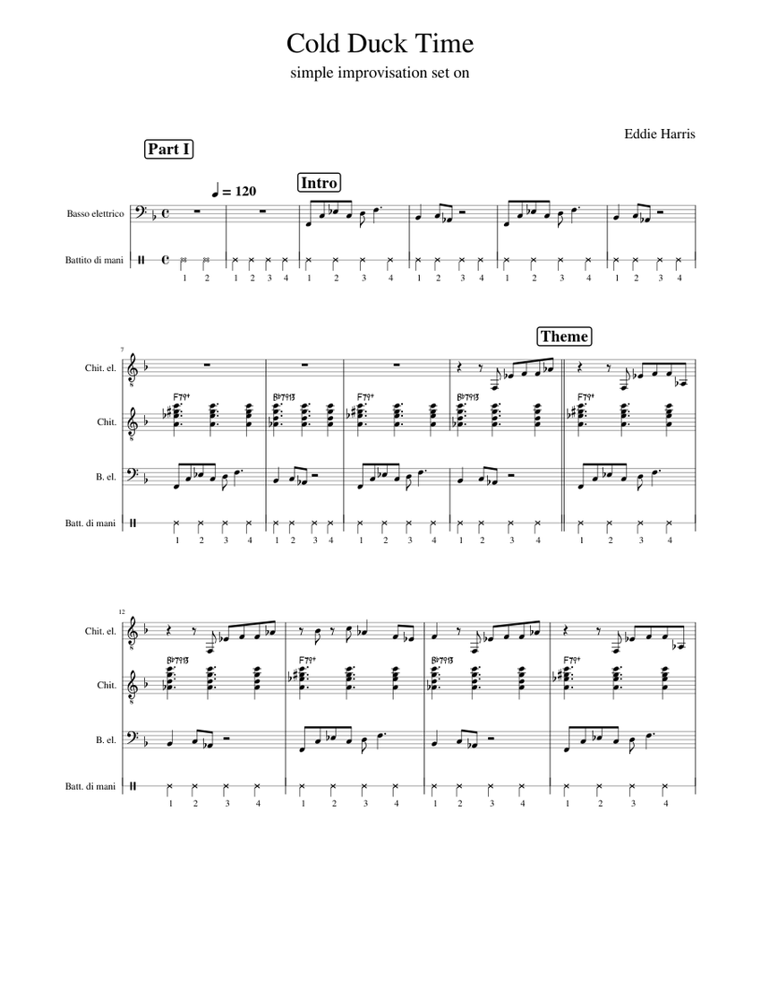 Cold_Duck_Time simpson Sheet music for Guitar, Bass guitar, Hand clap ...