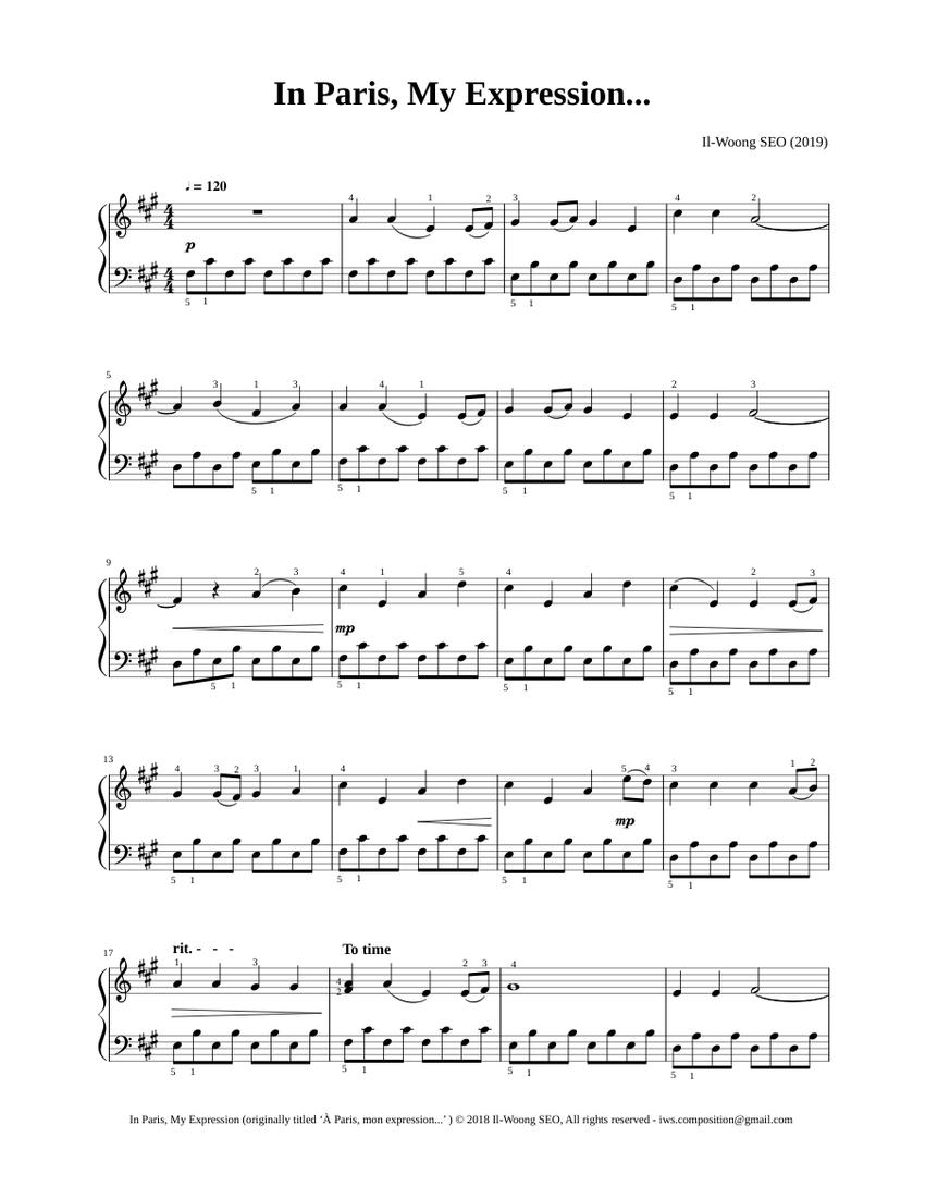 In Paris, My Expression... Sheet music for Piano (Solo) Easy ...