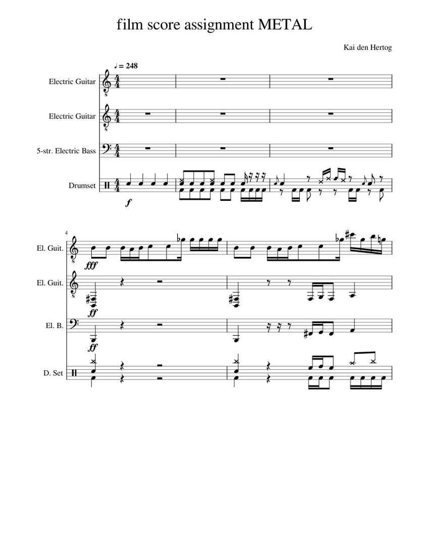 film score assignment final Sheet music for Guitar, Bass guitar, Drum ...