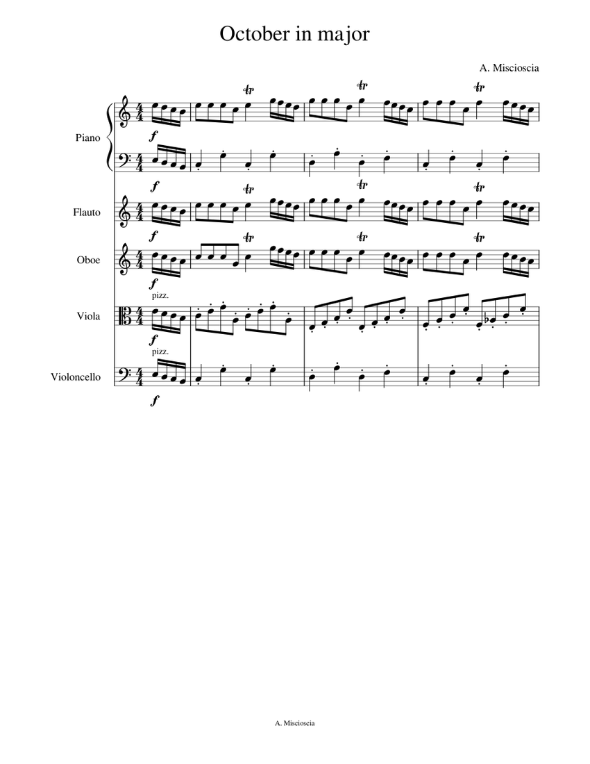 October in major Sheet music for Piano, Flute, Oboe, Viola & more ...