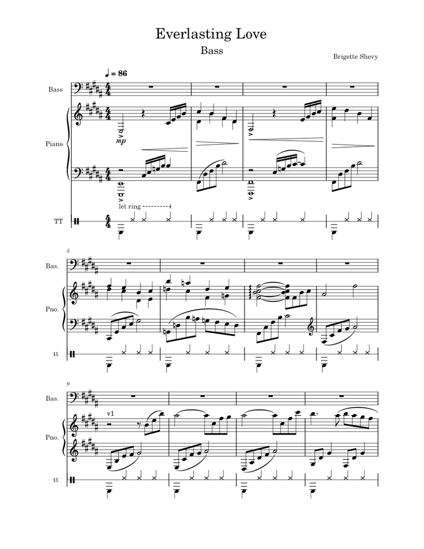 Everlasting Love Bass - piano tutorial