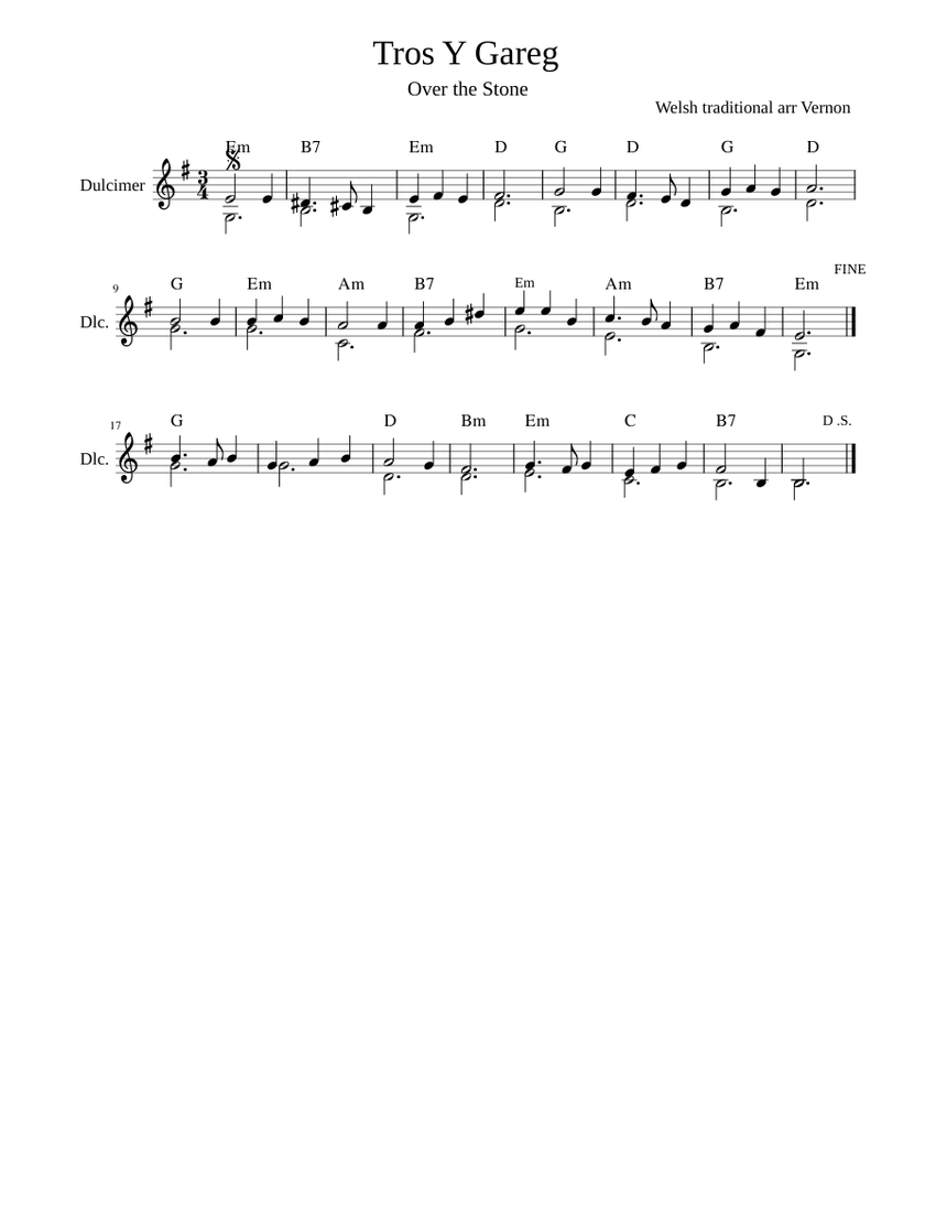 Tros_Y_Gareg Over the Stone Emin Sheet music for Percussion - pitched ...