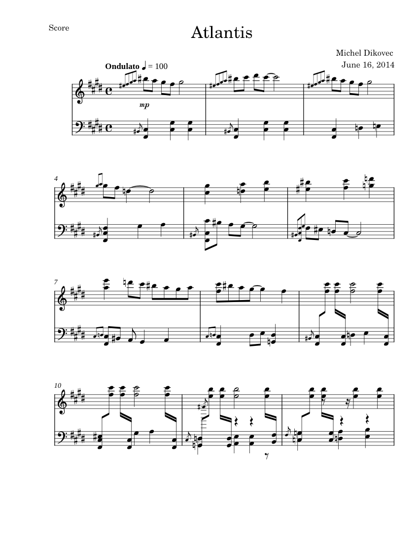 Atlantis Sheet music for Piano (Solo) | Musescore.com