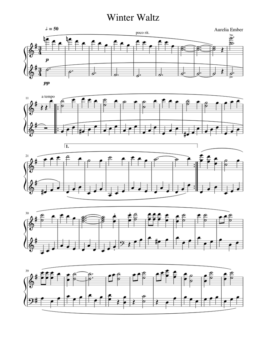 Winter Waltz Sheet Music for Piano (Solo) Easy | MuseScore.com