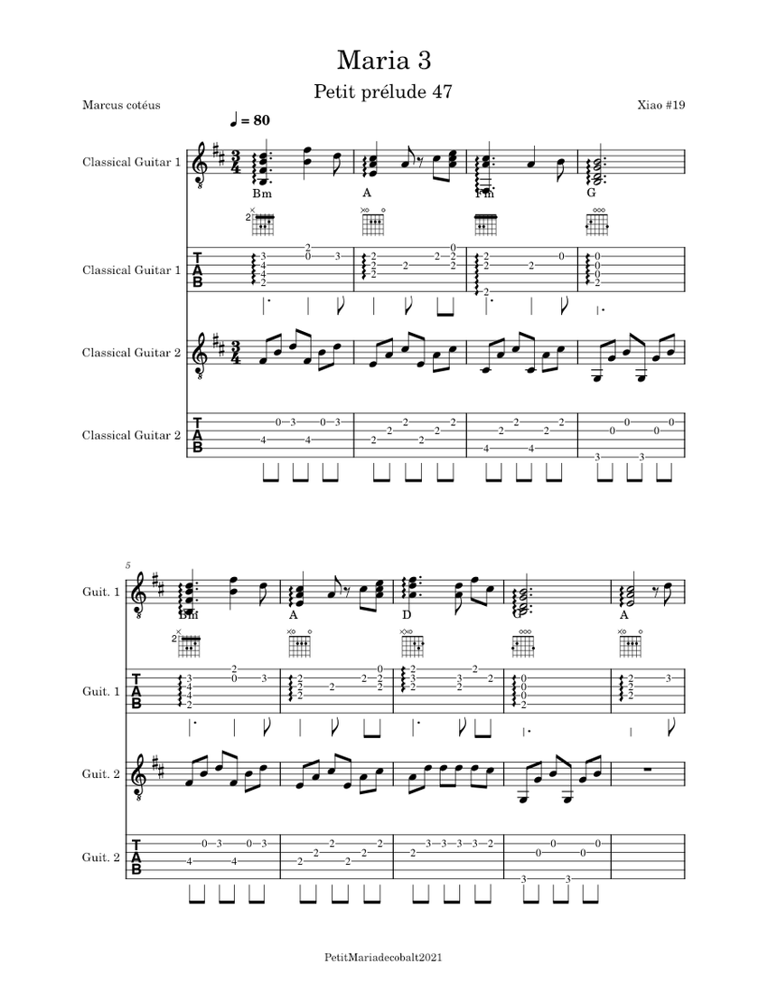 Maria 3 Sheet Music for Guitar (String Ensemble) | MuseScore.com