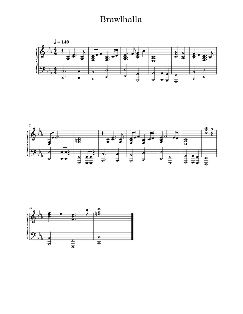 Brawlhalla - Main Theme - Piano Sheet Music for Piano (Solo) Easy ...