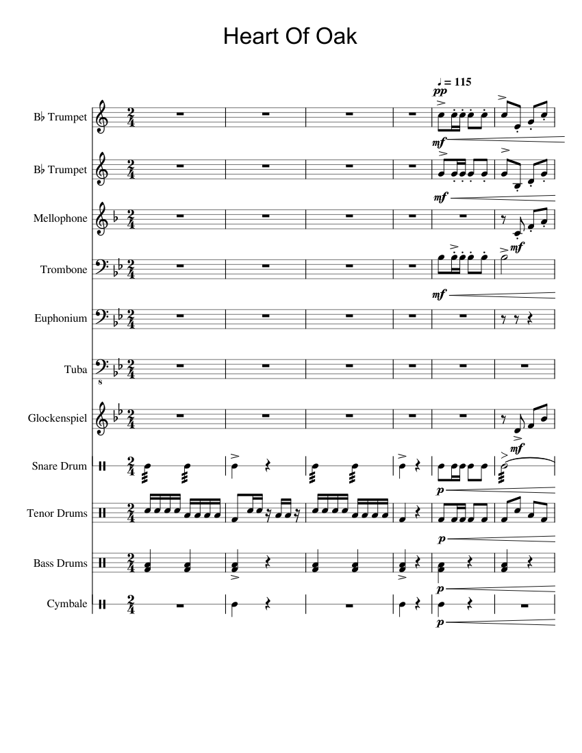 heart_of_oak Sheet music for Trombone, Euphonium, Tuba, Mellophone ...