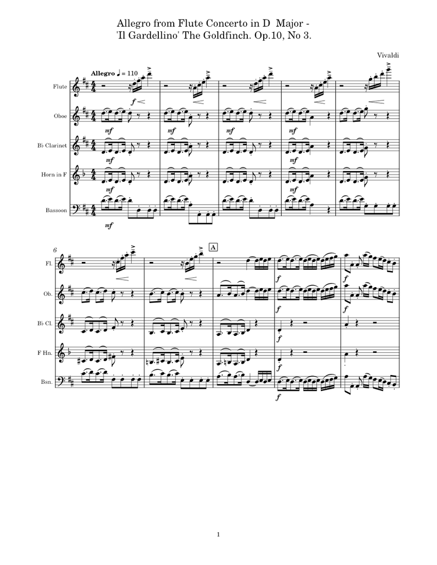 Flute concerto in D 'Il Gardellino' (The goldfinch) – Antonio Vivaldi ...