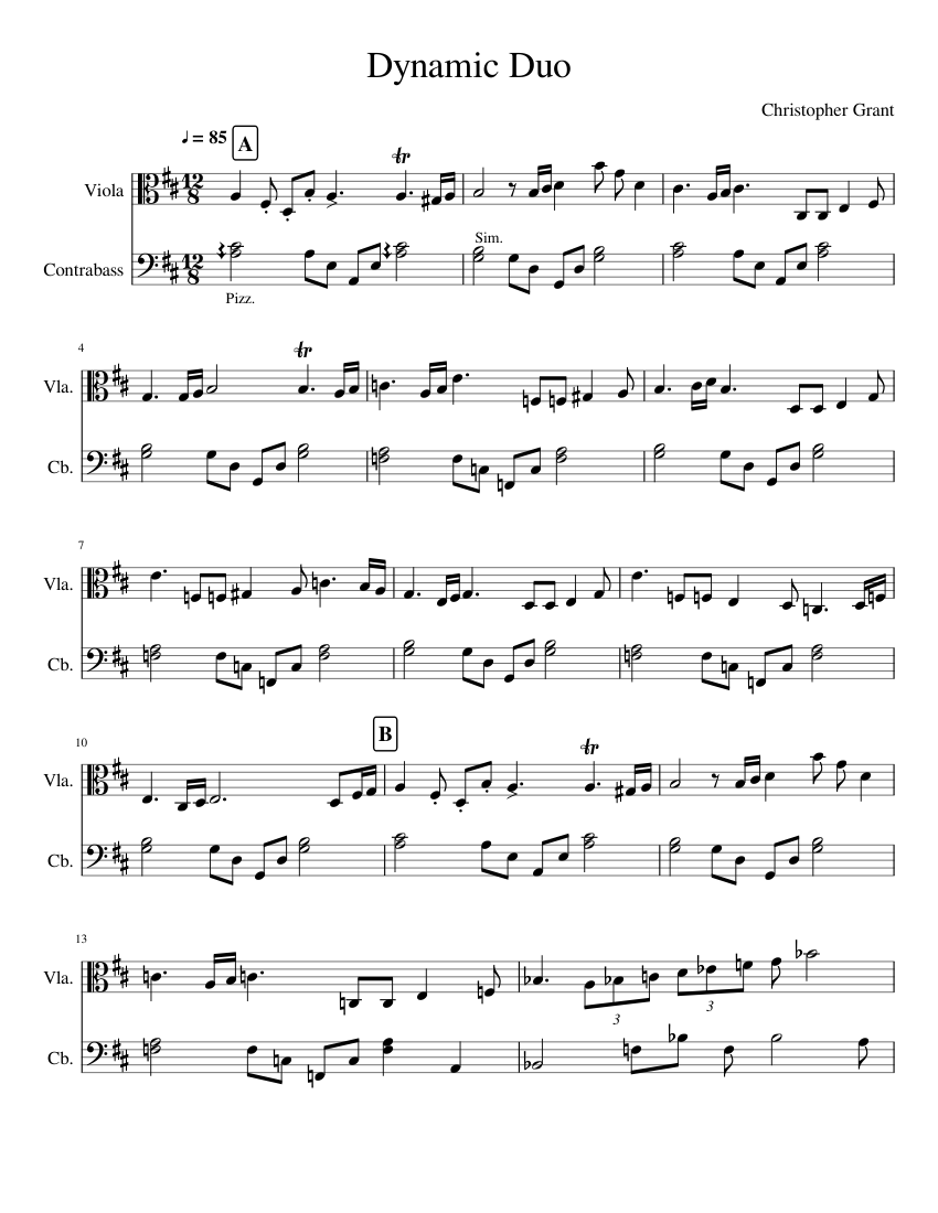 Dynamic duo Sheet Music for Contrabass, Viola (String Orchestra ...