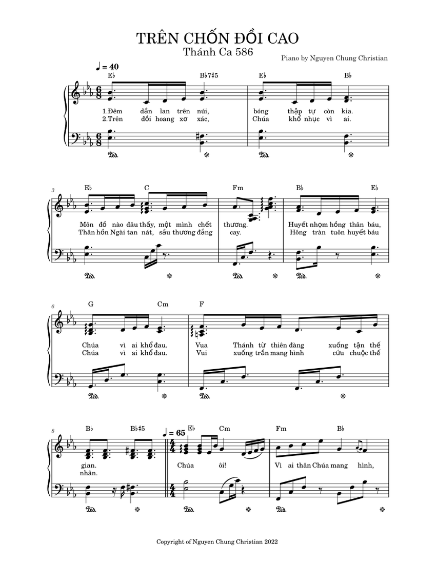 TRÊN CHỐN ĐỒI CAO (Thánh ca 586) Sheet music for Piano (Solo ...