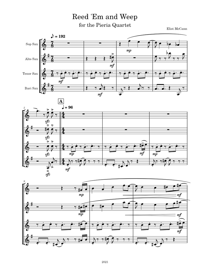 Reed_'Em_and_Weep Sheet music for Saxophone alto, Saxophone tenor ...