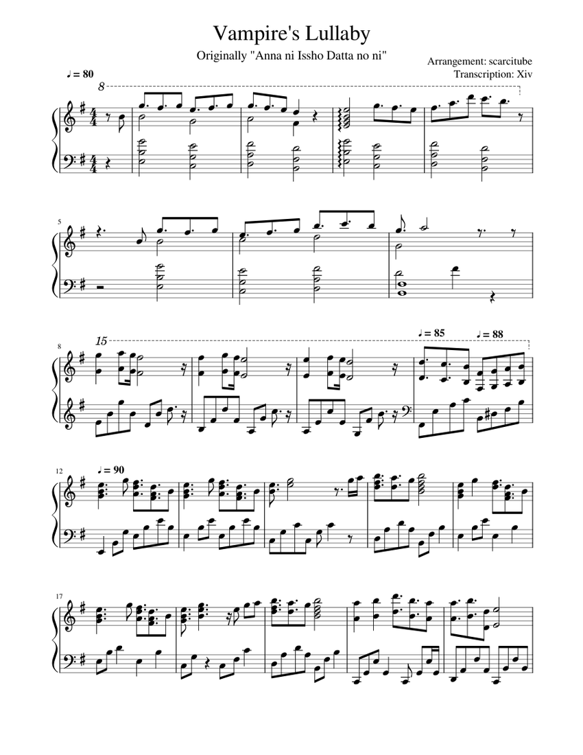 Vampire's Lullaby Sheet music for Piano (Solo) | Musescore.com
