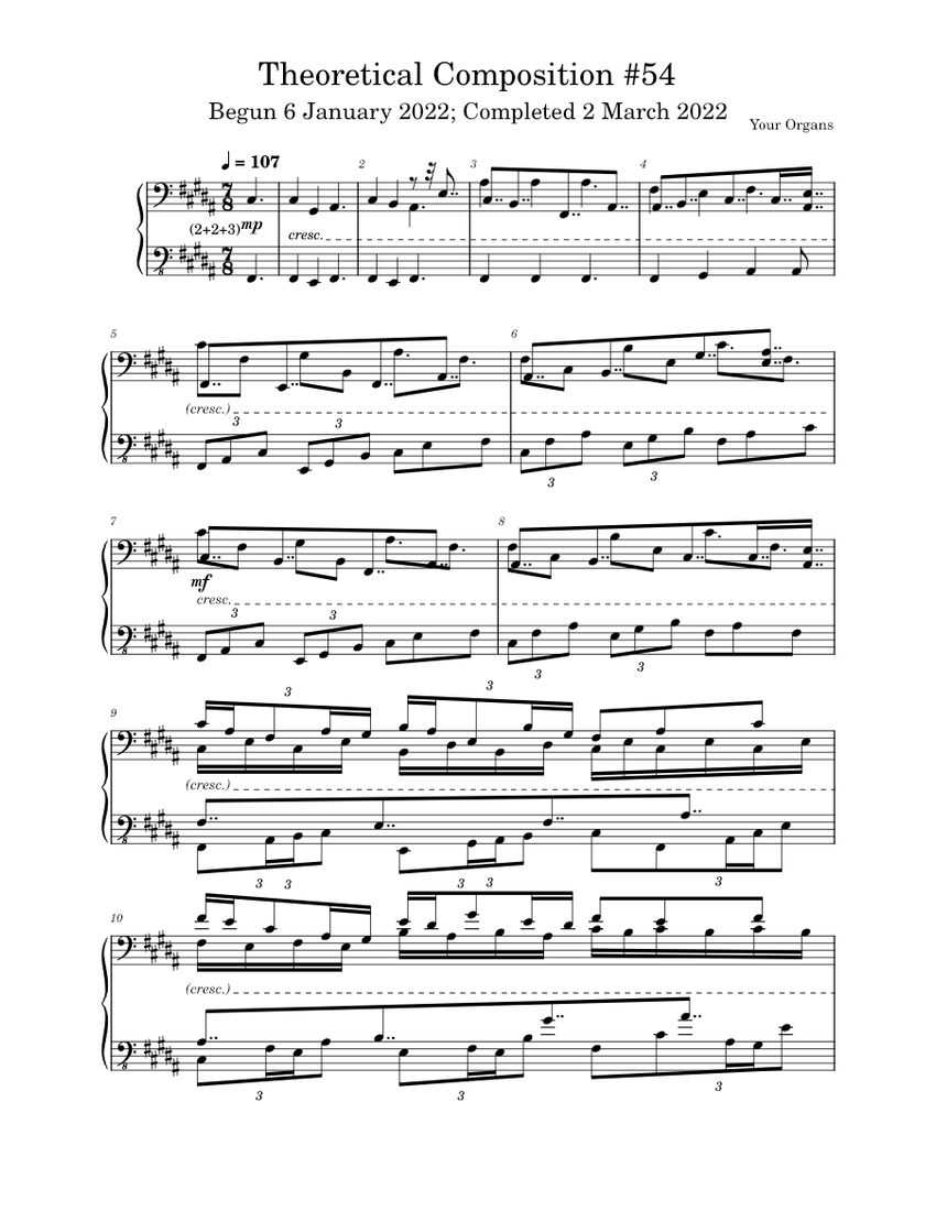 Theoretical Composition #54 Sheet music for Piano (Solo) | Musescore.com