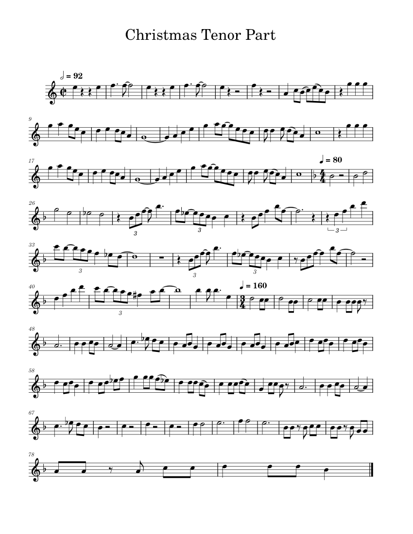 Christmas Tenor Part Sheet music for Saxophone tenor (Solo) | Musescore.com
