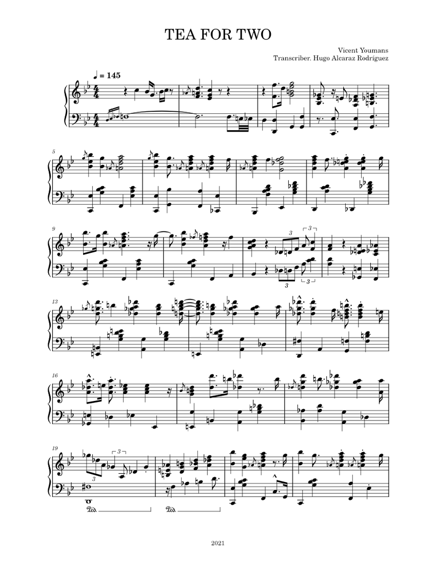 TEA FOR TWO – Art Tatum Sheet Music for Piano (Solo) | MuseScore.com