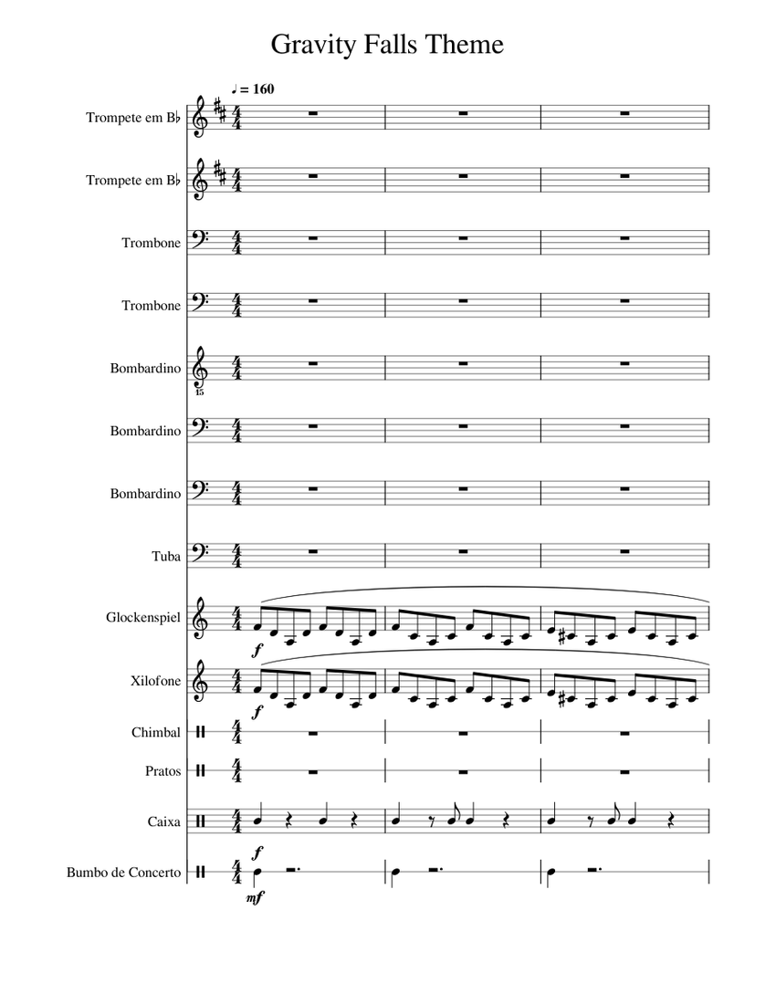 Gravity_Falls_Theme Sheet music for Trombone, Euphonium, Tuba, Trumpet in b-flat & more ...