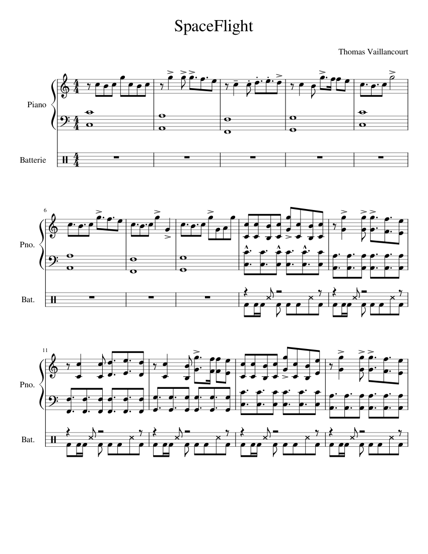 Space Flight V2 Sheet music for Piano, Drum group (Solo) | Musescore.com