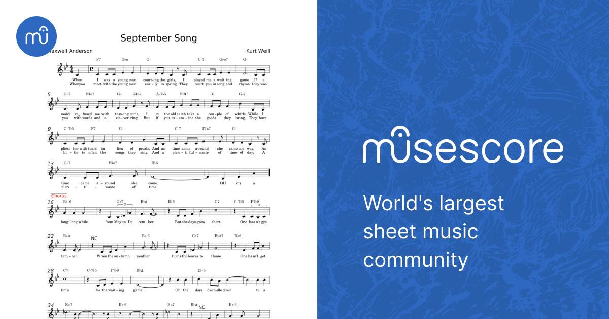 September song - Kurt Weill Sheet Music for Vocals (Solo) | MuseScore.com