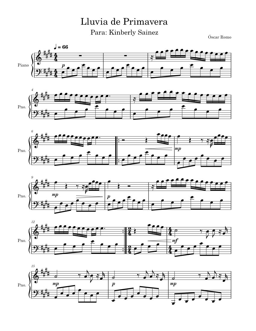 Lluvia de Primavera Sheet Music for Piano (Solo) | MuseScore.com