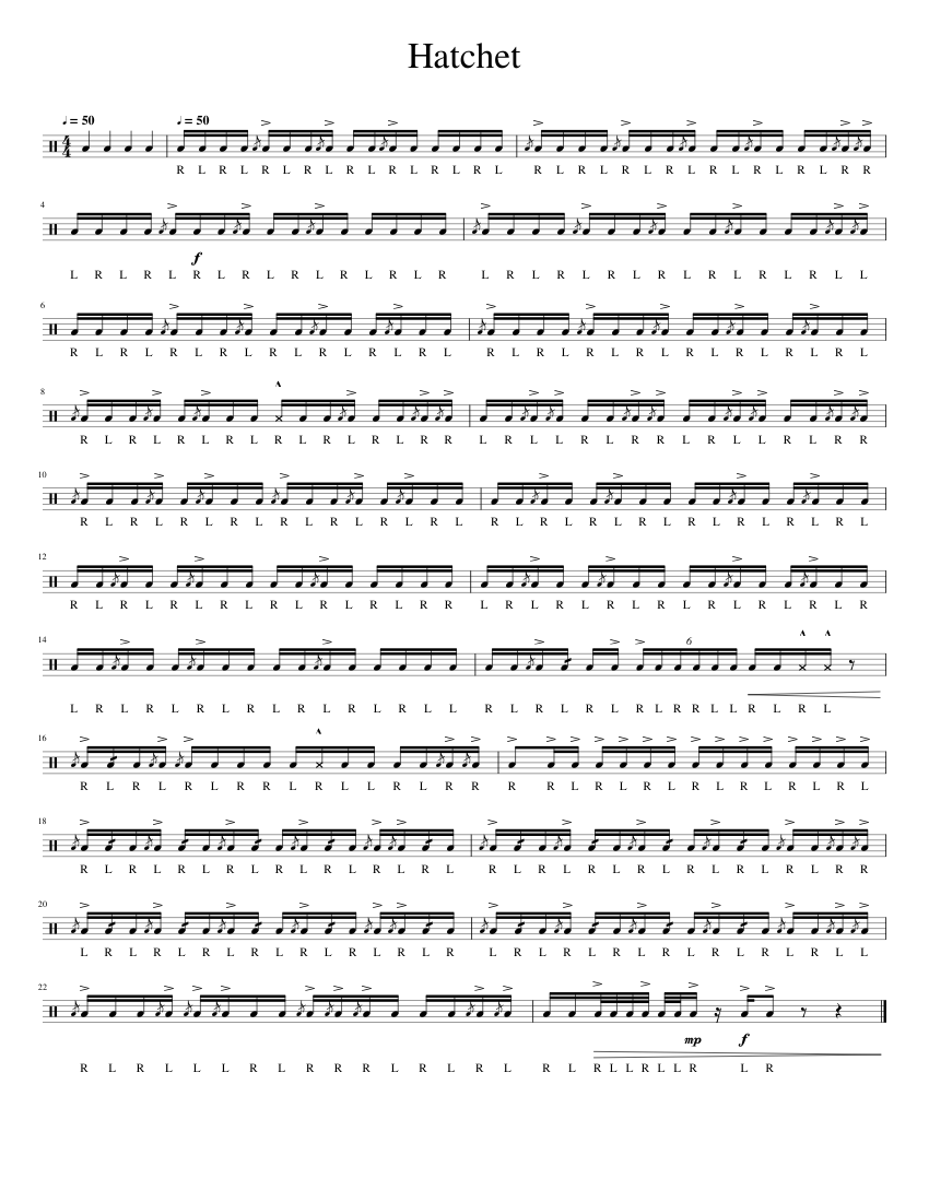 Hatchet Sheet music for Snare drum (Solo) | Musescore.com