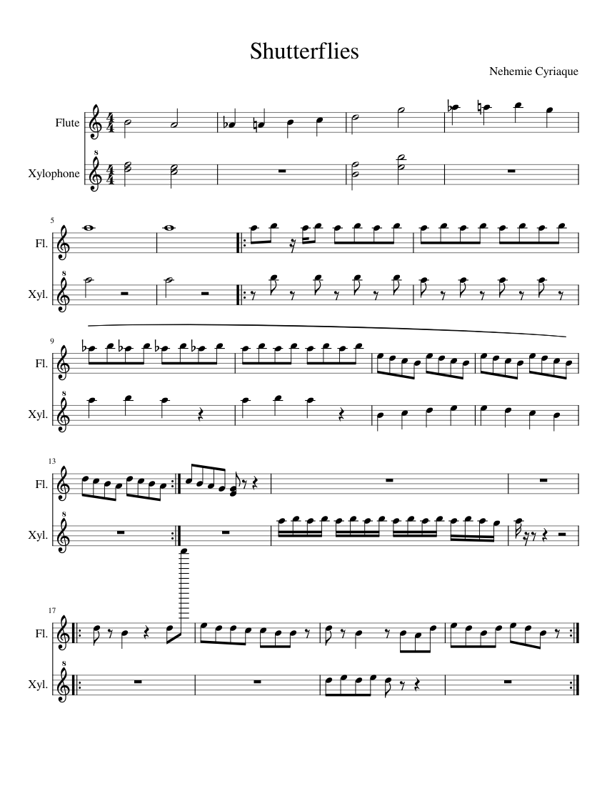 Shutterfly Sheet music for Flute, Xylophone (Mixed Duet) | Musescore.com