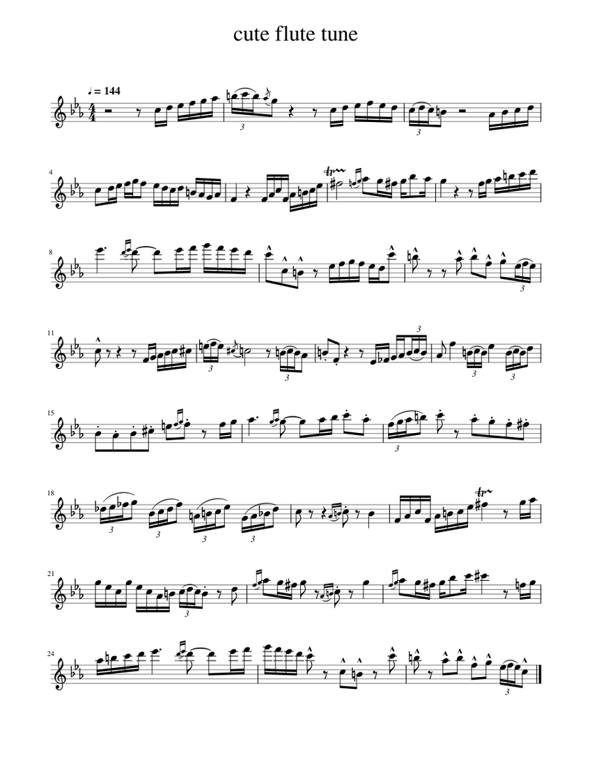 cute flute tune Sheet Music for Flute (Solo) | MuseScore.com