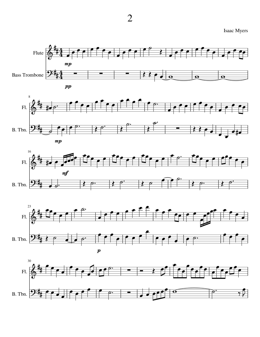 Woop Sounds Awesome Sheet music for Trombone bass, Flute (Mixed Duet ...