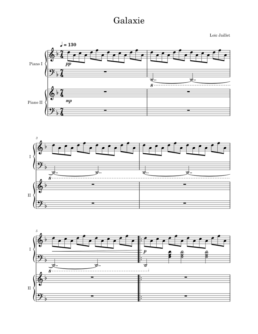 Galaxie Sheet music for Piano (Piano Duo) | Musescore.com