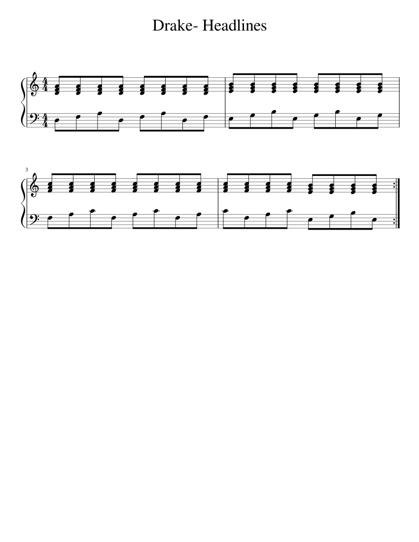 drake- headlines Sheet Music for Piano (Solo) Easy | MuseScore.com