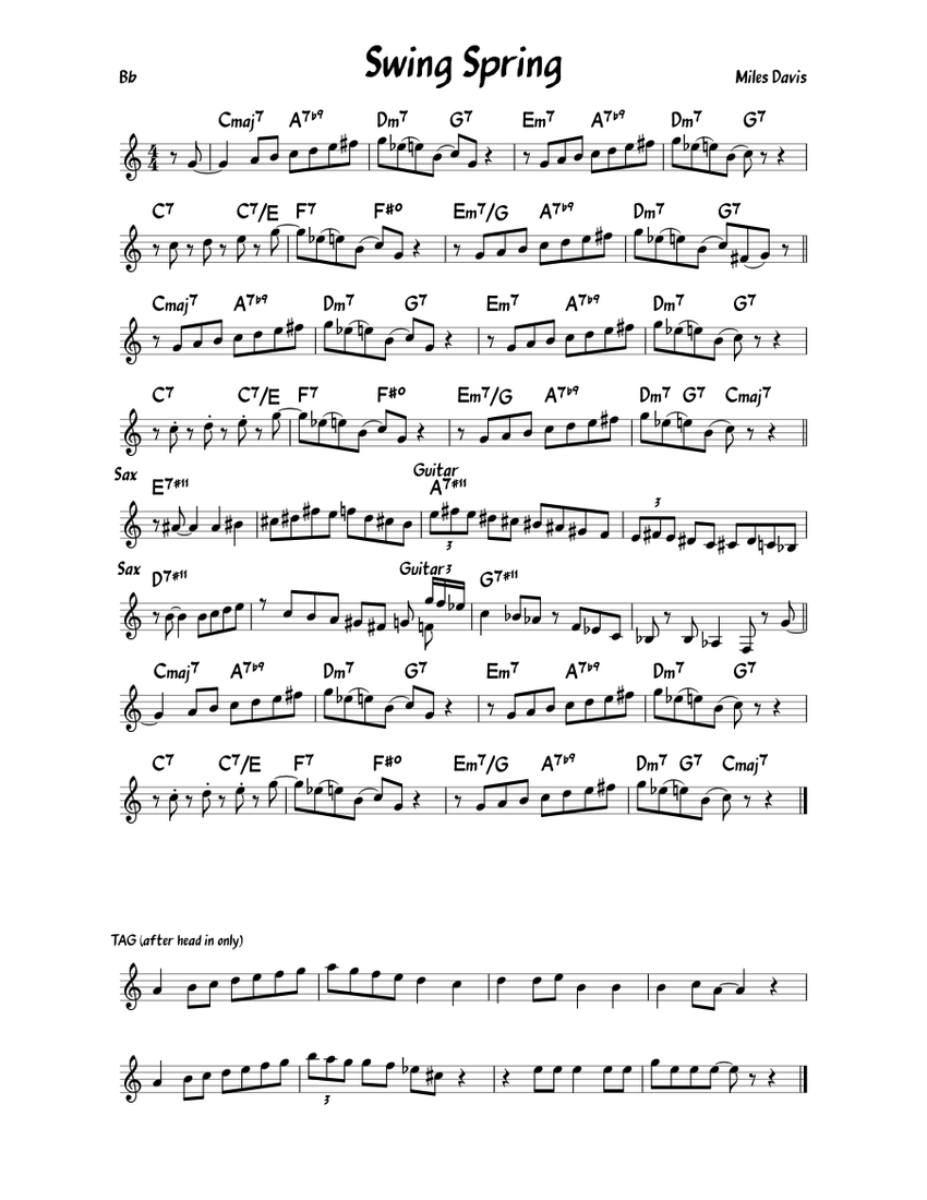 Swing Spring Bb Sheet music for Piano (Solo) | Musescore.com