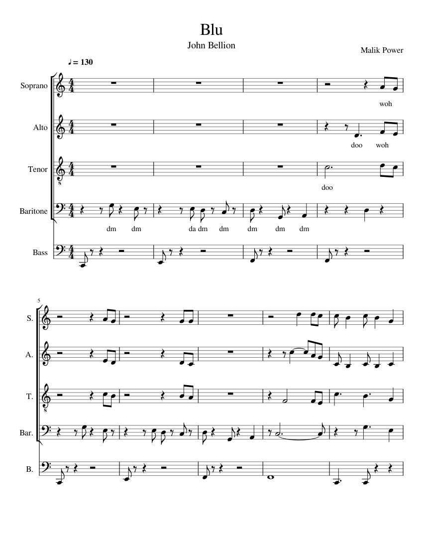 Blu Sheet music for Soprano, Alto, Tenor, Bass voice & more instruments ...
