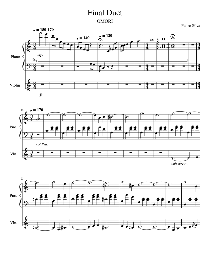 Final Duet - Pedro Silva Sheet music for Piano, Violin (Mixed Duet ...