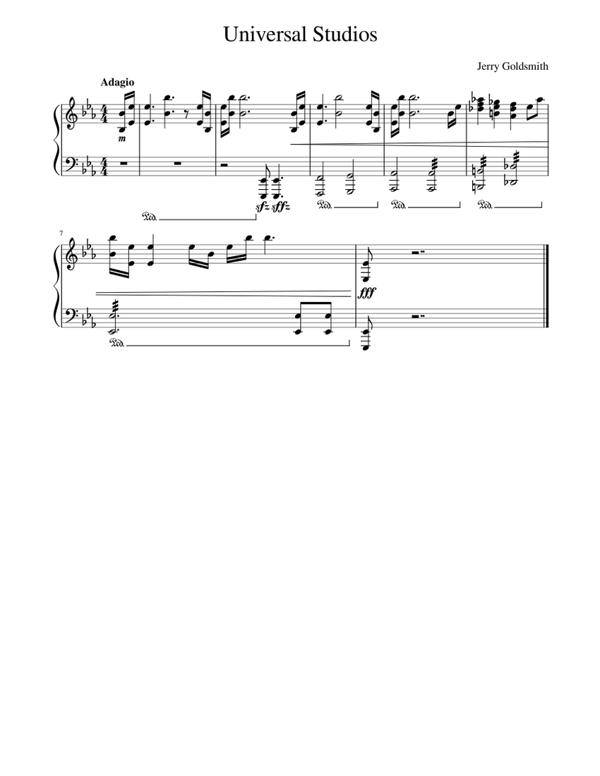 Universal Studios Intro Sheet Music for Piano (Solo) easy | MuseScore.com
