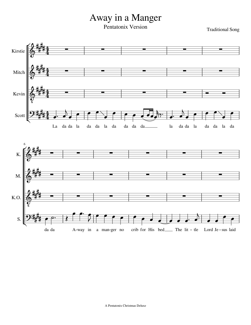 Away in a Manger Pentatonix Version Sheet music for Soprano, Alto ...