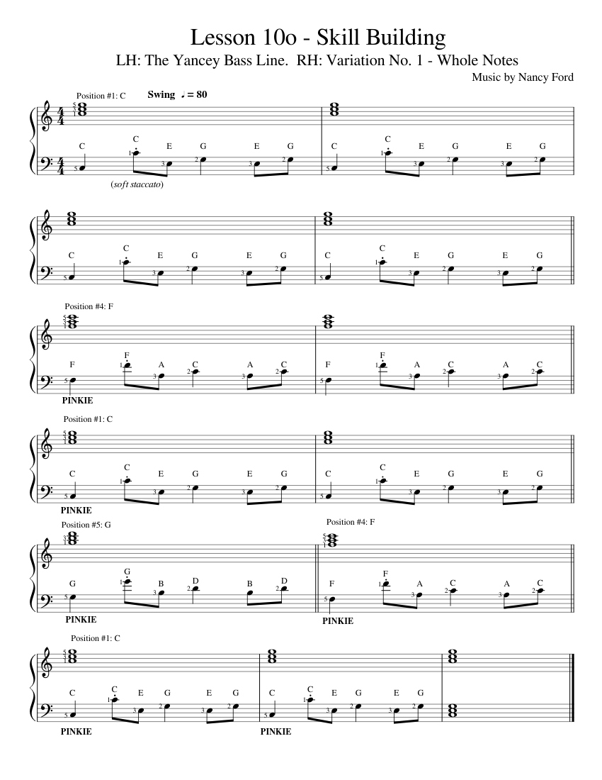 Lesson 10o - Skill Building - LH - The Yancey, RH - Variation 1 - Whole ...