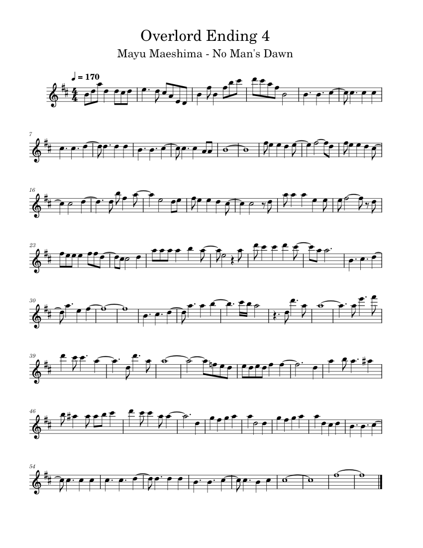 Overlord Ending 4 Sheet music for Flute (Solo) | Musescore.com
