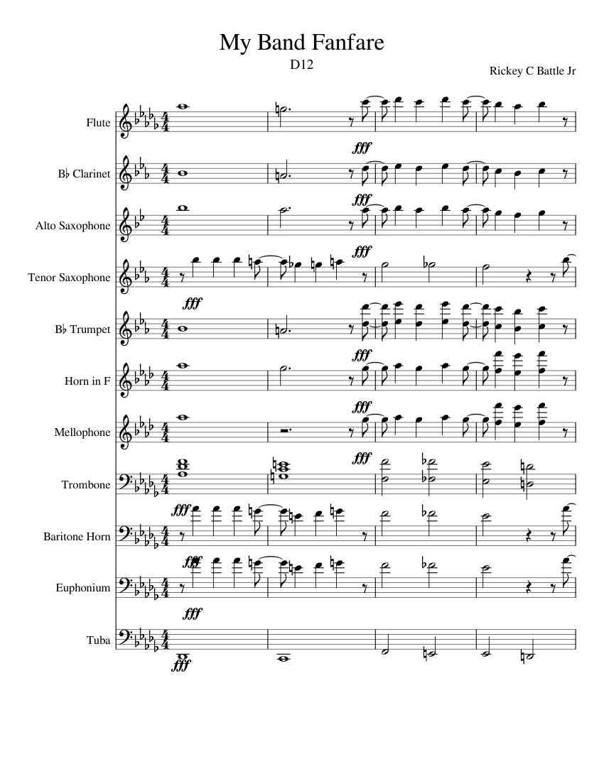 My Band Fanfare Sheet Music for Trombone, Euphonium, Tuba, Mellophone ...
