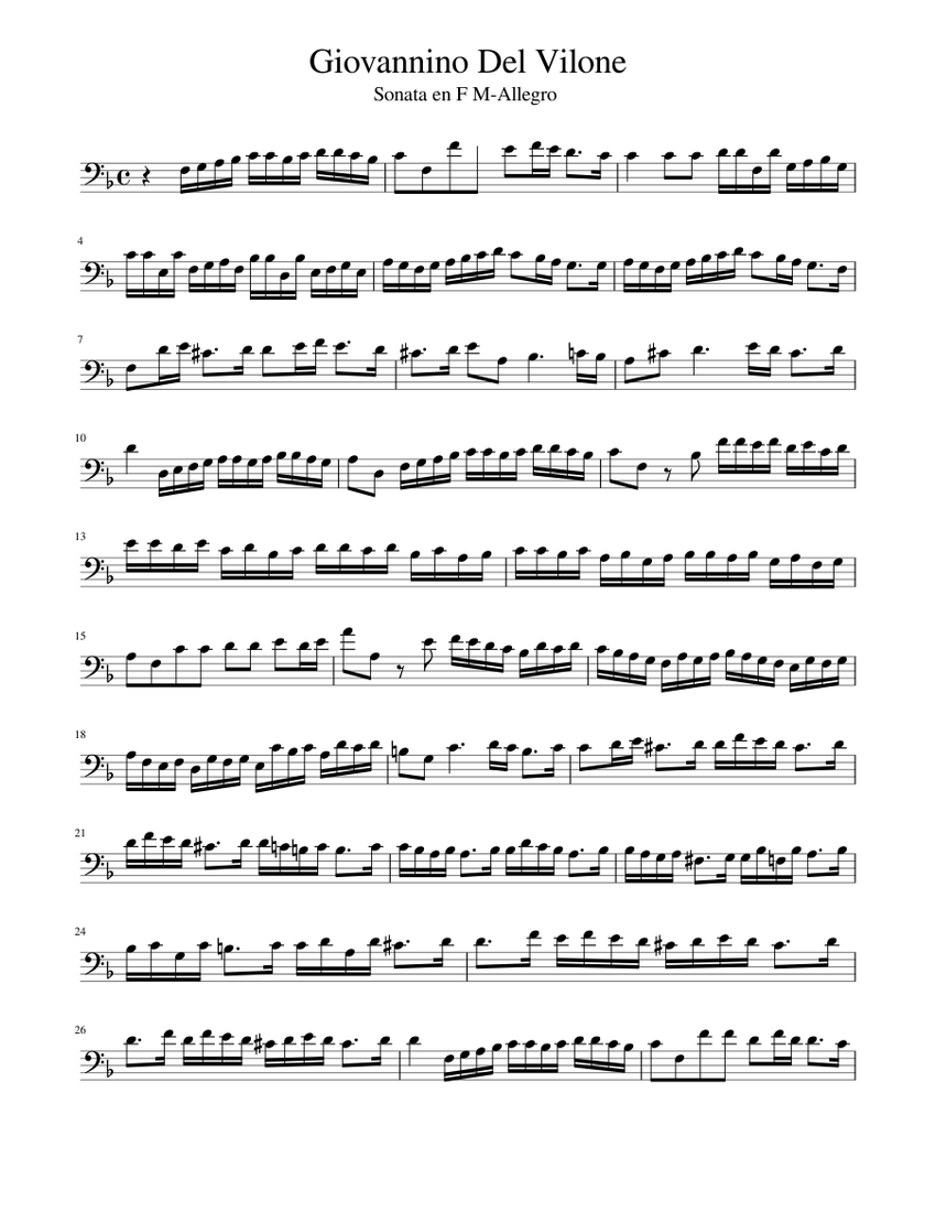 Giovannino Del Violone Sheet music for Contrabass (Solo) | Musescore.com